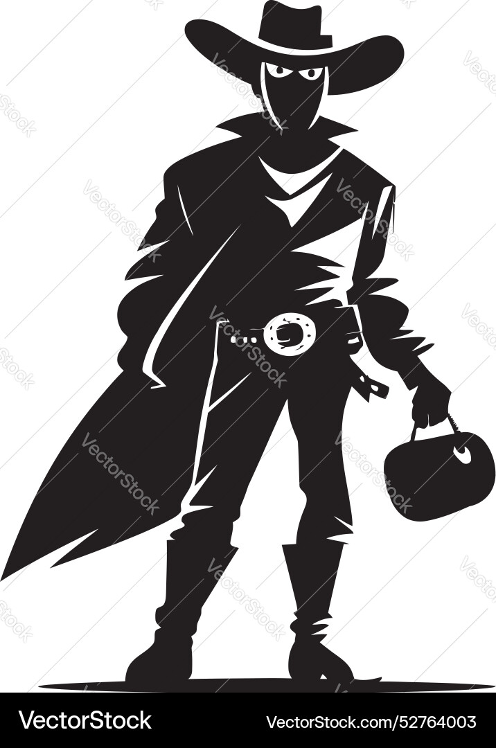 Sheriffs nightmare cartoon masked cowboy robber Vector Image