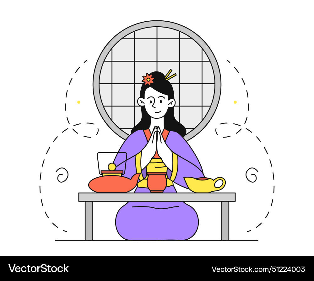 Tea ceremony woman simple Royalty Free Vector Image