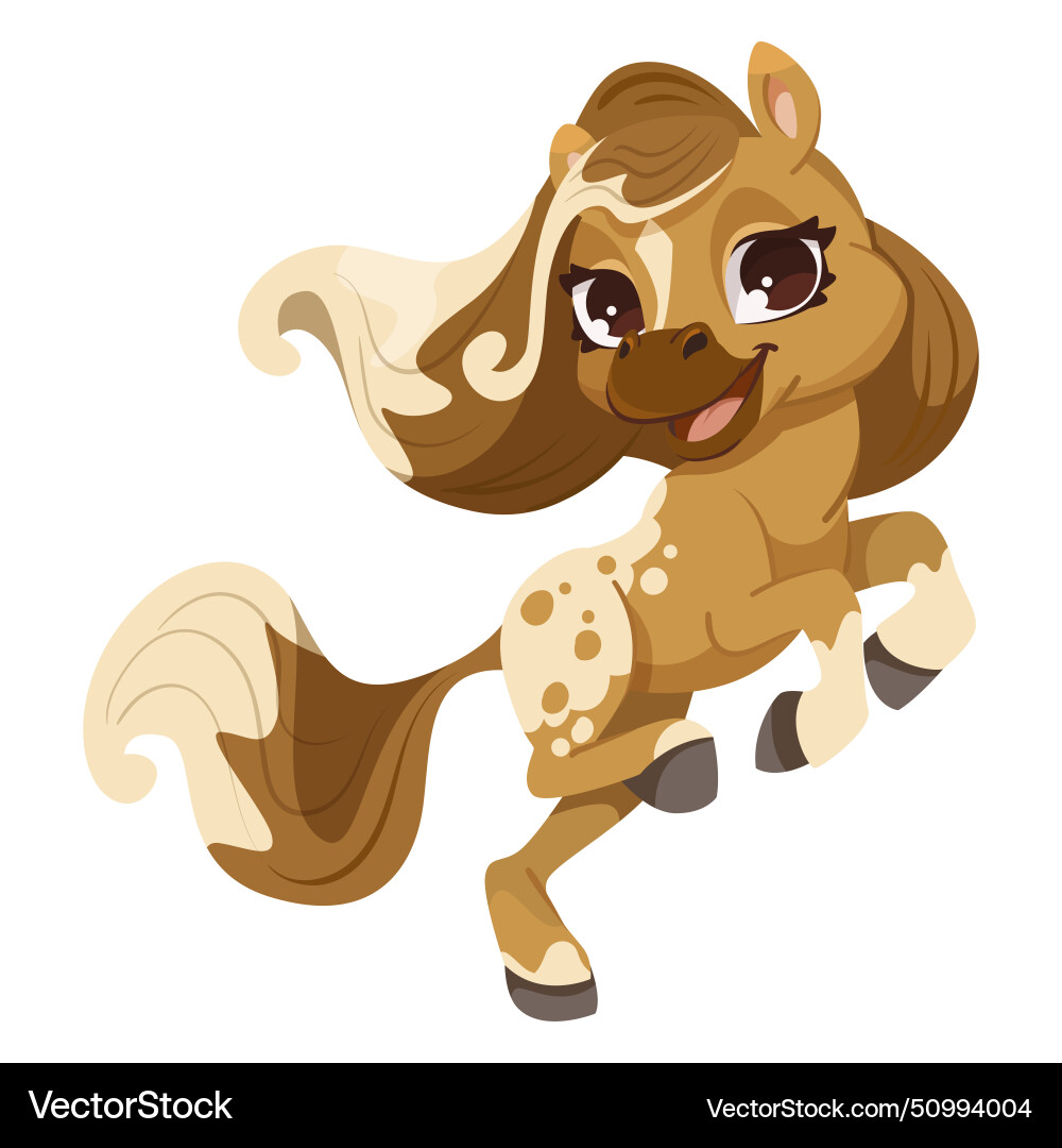 Animated happy pony prancing Royalty Free Vector Image