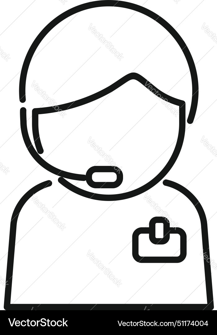 Call center person support icon outline Royalty Free Vector