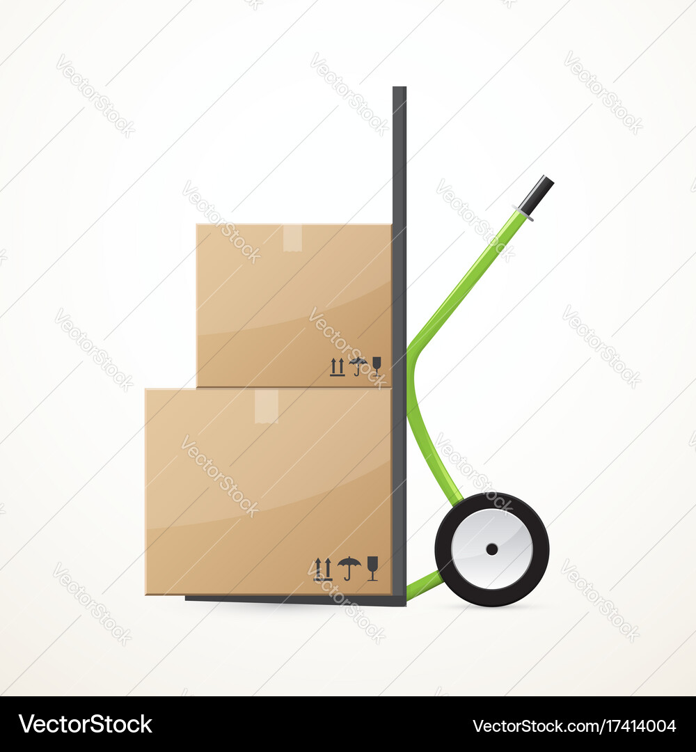 Cardboard boxes on the hand trolley Royalty Free Vector