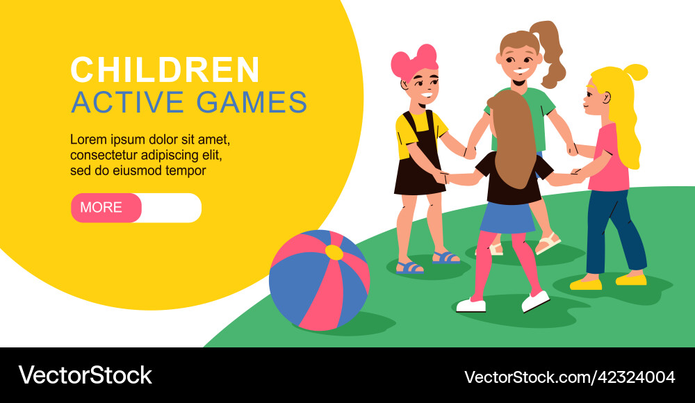 Children active games banner Royalty Free Vector Image