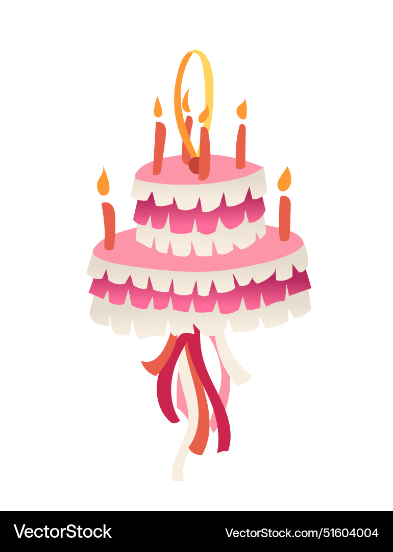 Colorful cake shaped pinata tradition carnival Vector Image