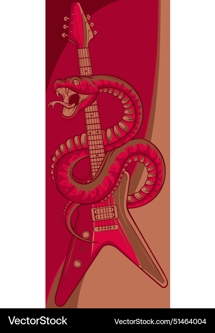 Guitar with snake on white Royalty Free Vector Image