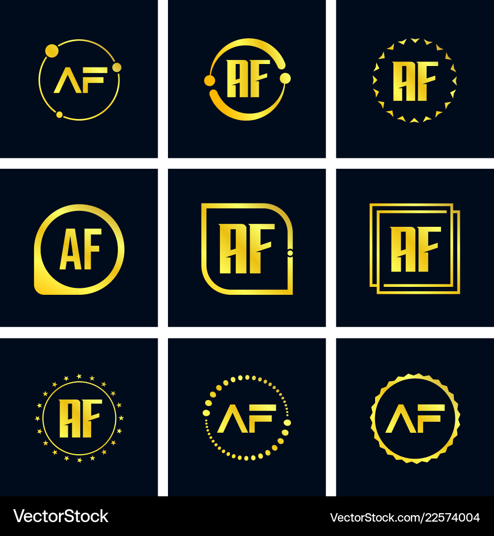 Initial letter af logo set design Royalty Free Vector Image