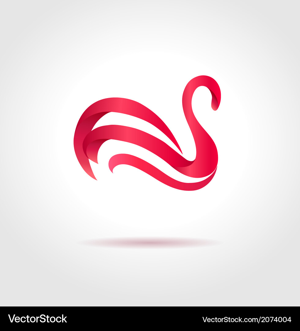 Pink swan on gray background Royalty Free Vector Image