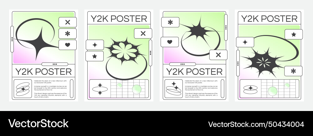 Poster design template in y2k style Royalty Free Vector