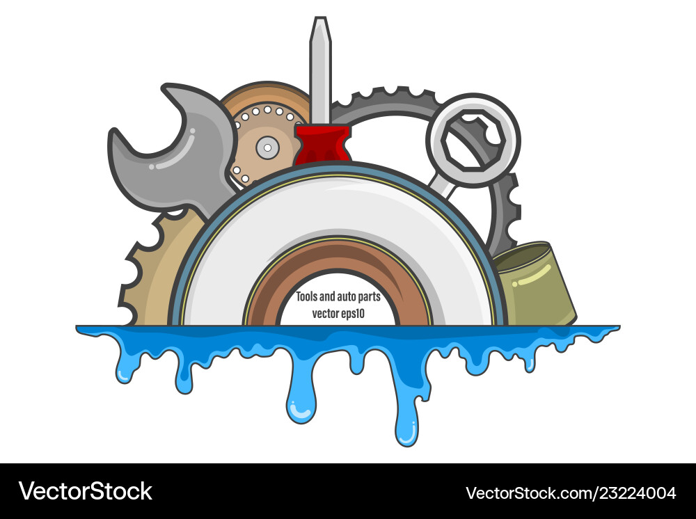 Tools and auto parts Royalty Free Vector Image