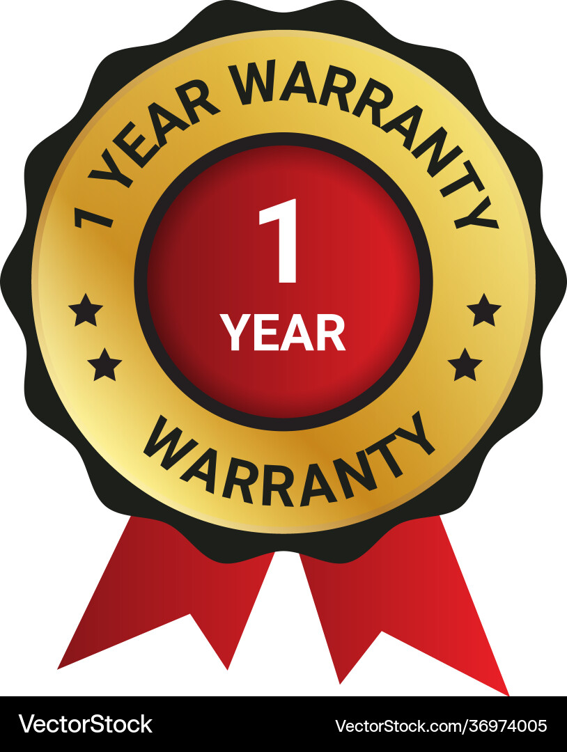 1 year warranty badge label extended Royalty Free Vector
