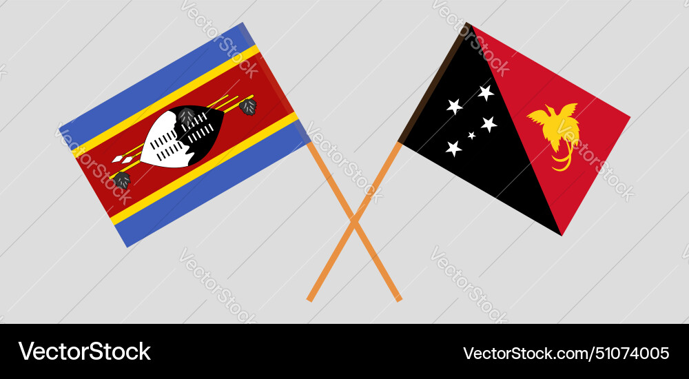 Crossed flags of eswatini and papua new guinea Vector Image