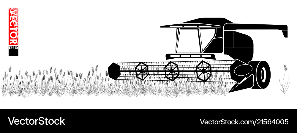 Harvester collecting grain in the field a simple Vector Image