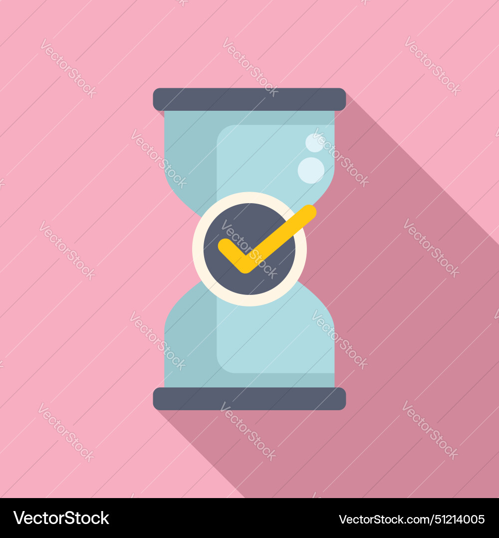 Hourglass approved duration icon flat plan Vector Image