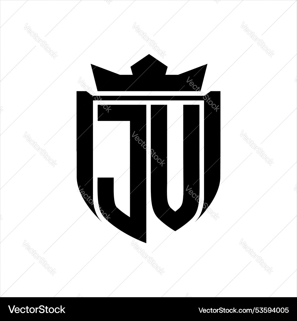Jv logo with shield shape inside badge Royalty Free Vector
