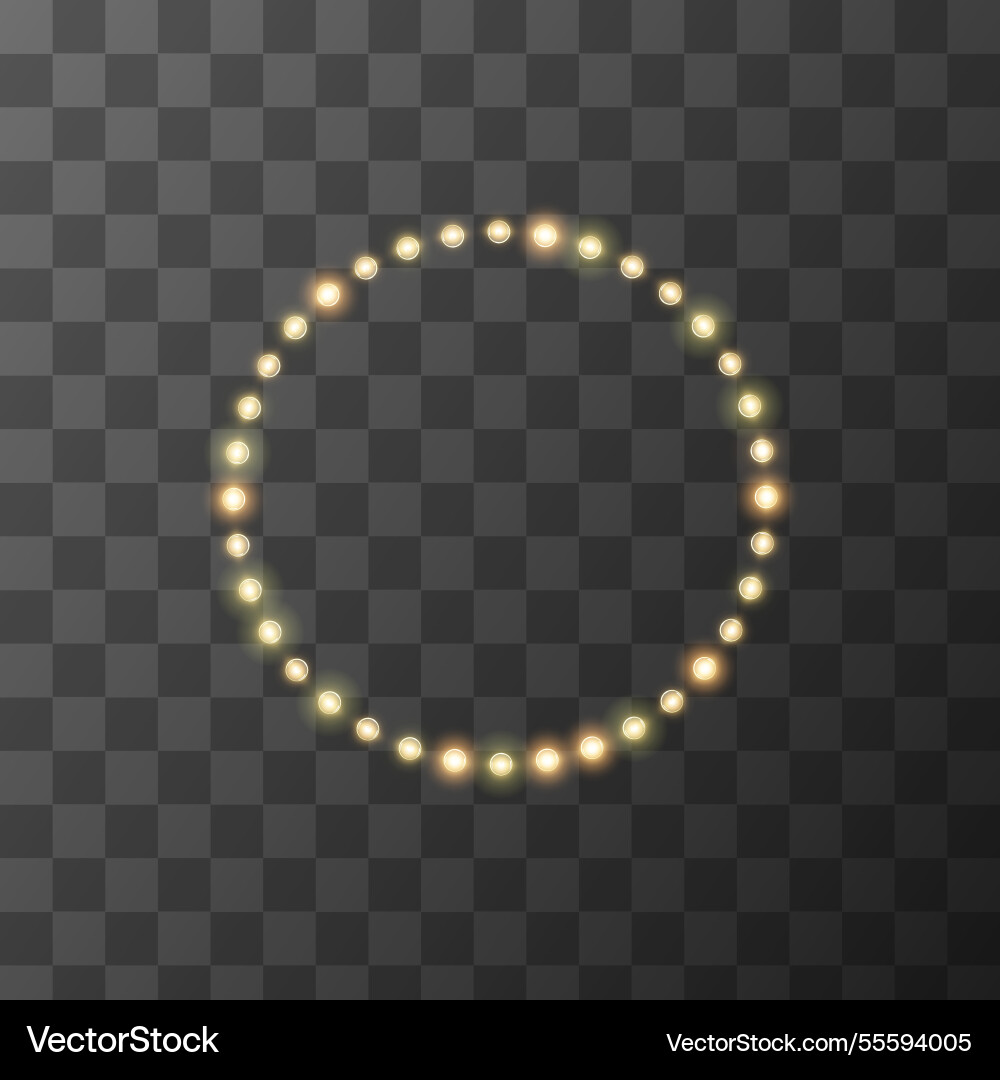 Light frame golden bulbs circle border Royalty Free Vector