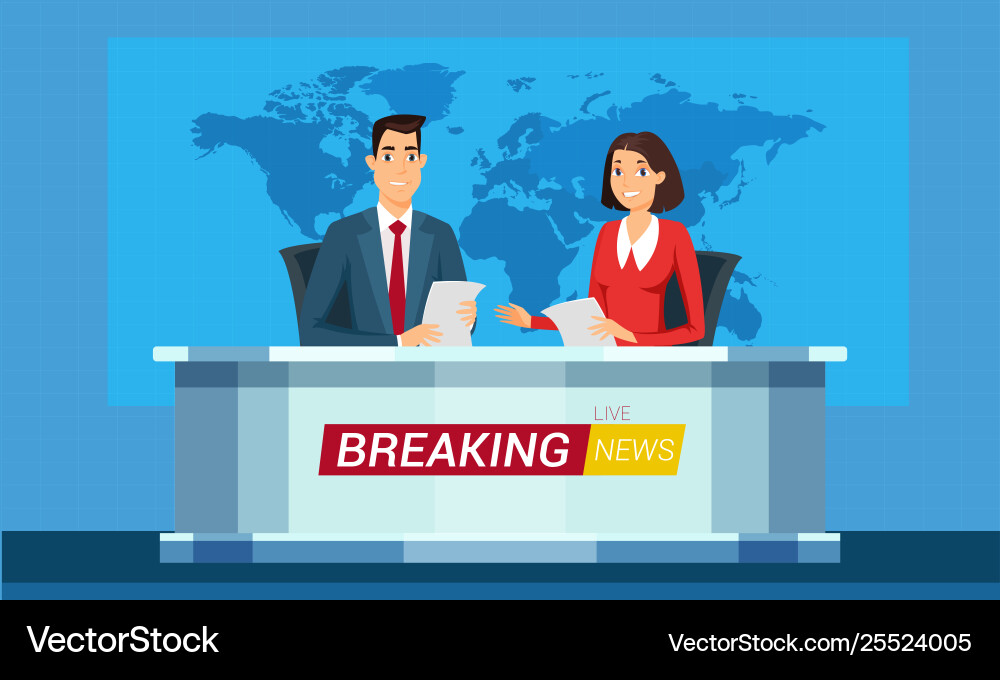Live breaking news cartoon Royalty Free Vector Image