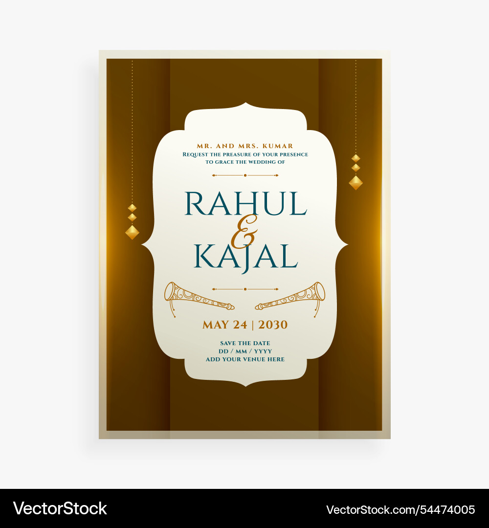 Traditional indian wedding card template Vector Image