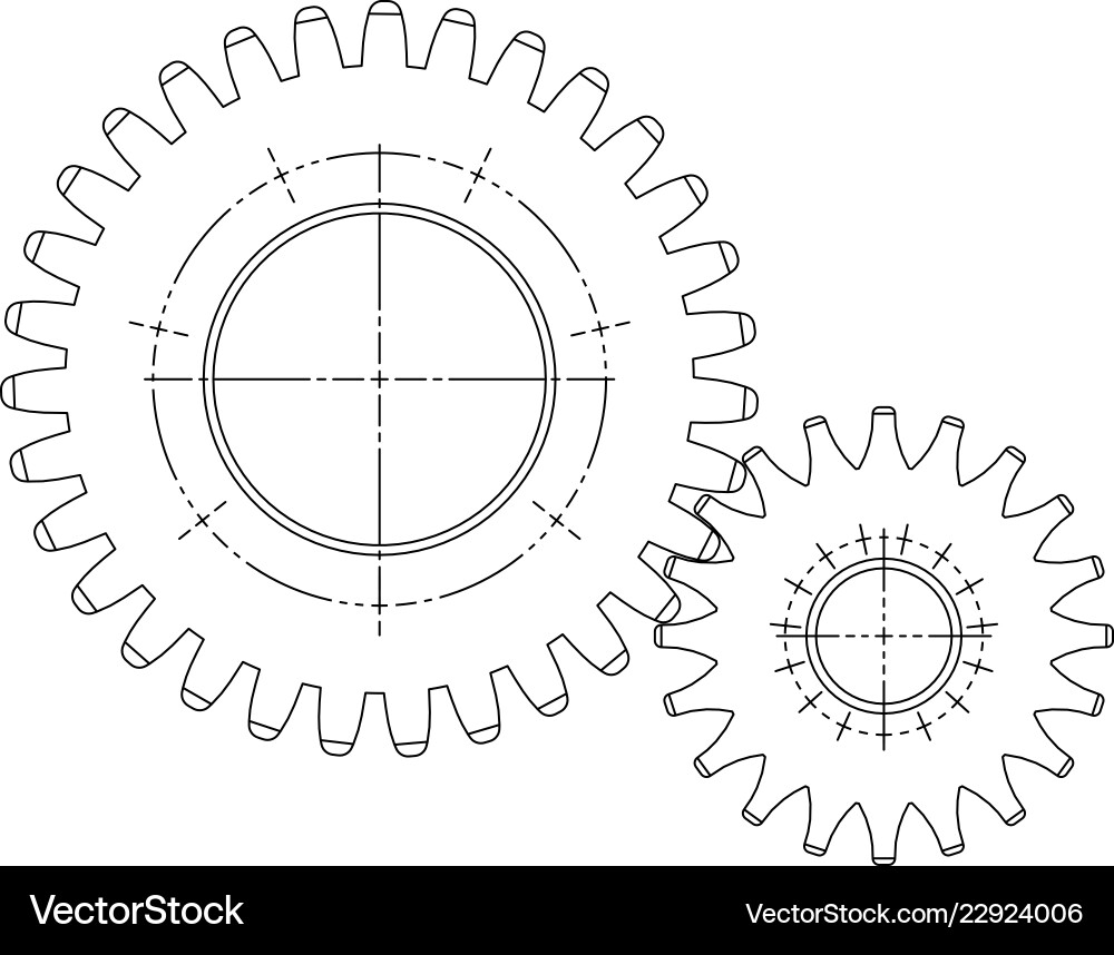 3d model of gears on a white Royalty Free Vector Image