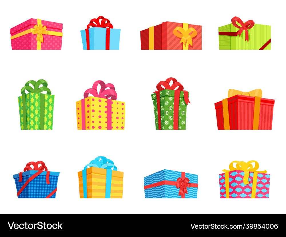 Cartoon gift boxes set christmas presents Vector Image