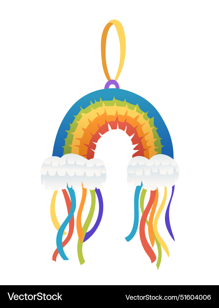 Colorful rainbow shaped pinata tradition carnival Vector Image