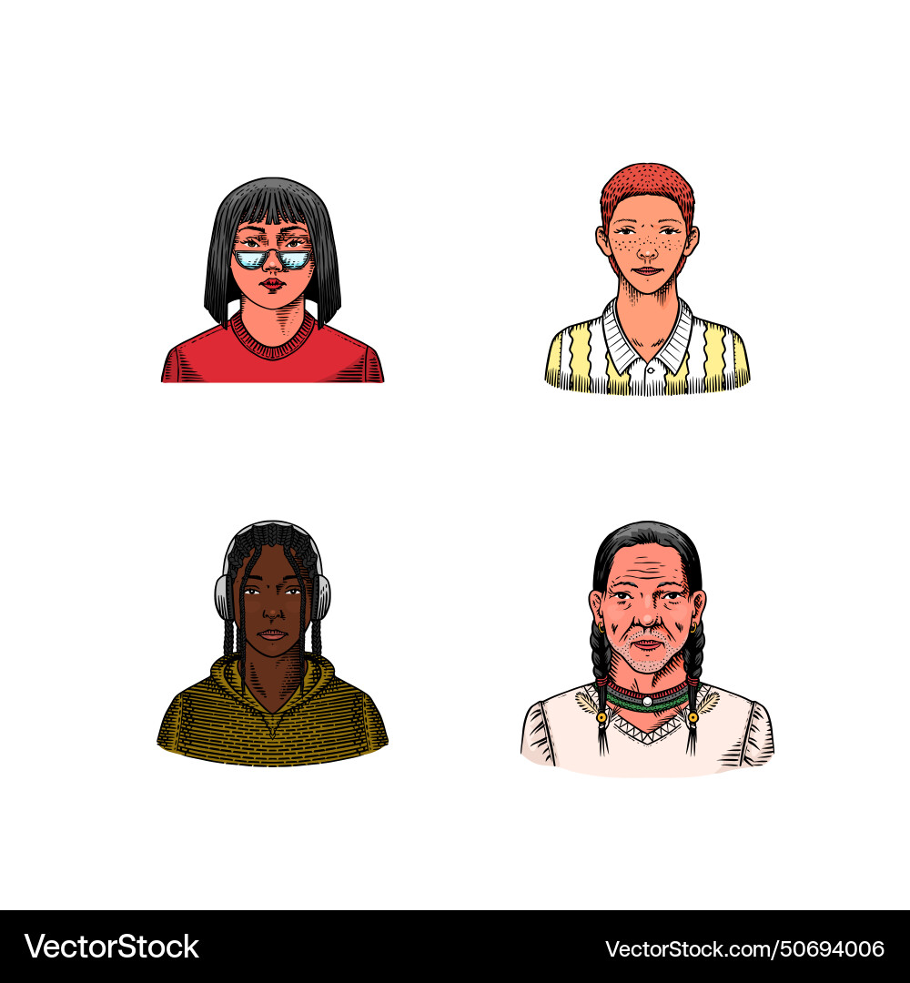 Human avatars collection faces of people Vector Image
