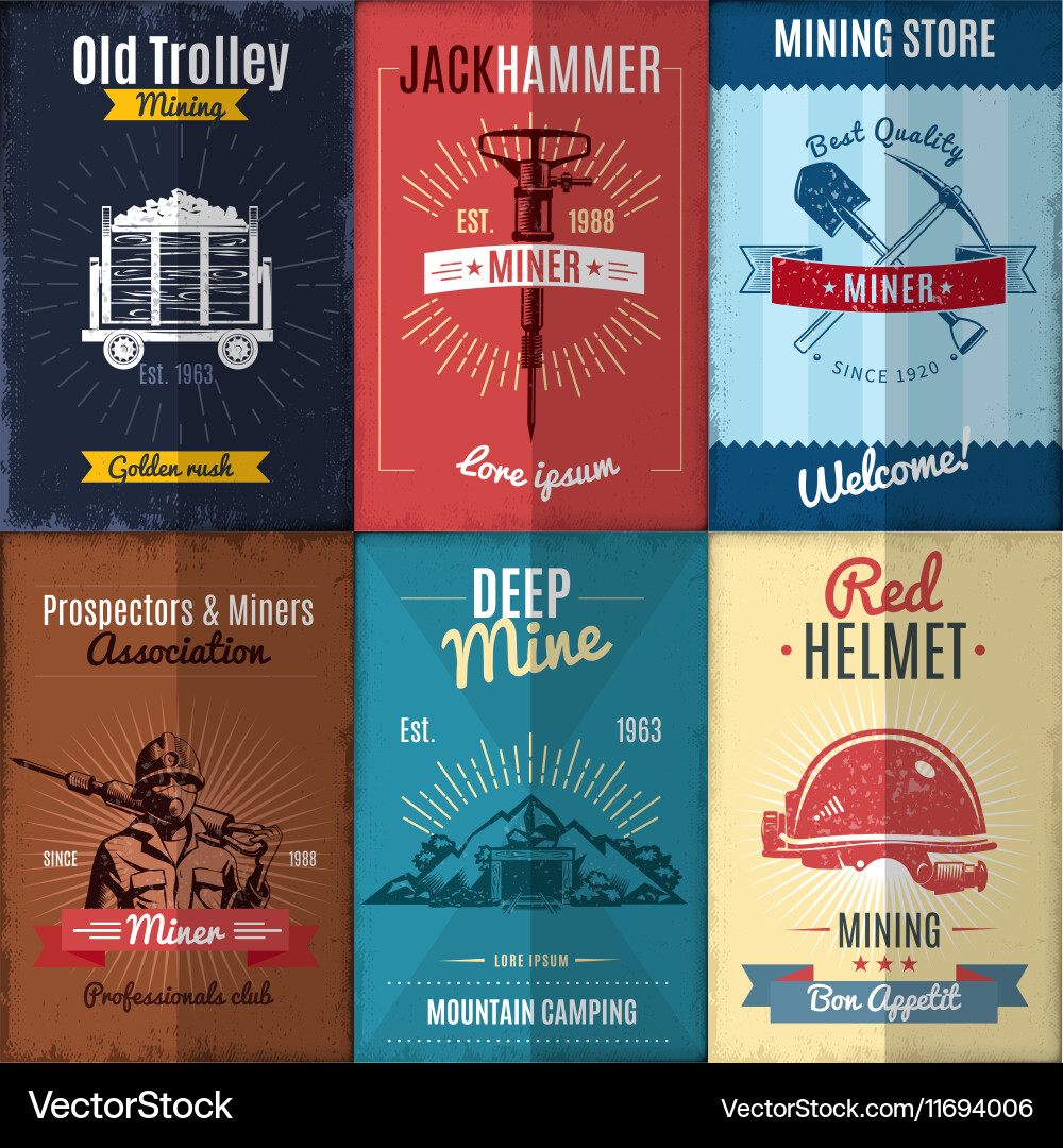 Mining industry posters collection Royalty Free Vector Image