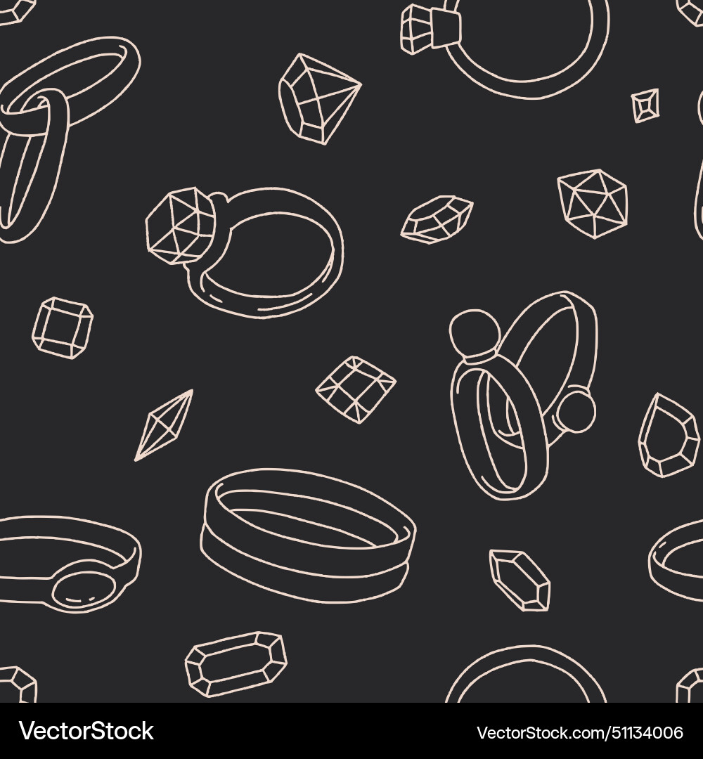 Outline ring gemstone seamless pattern for print Vector Image
