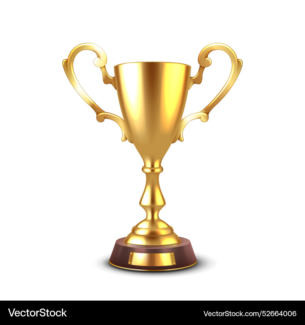 Retro golden cup with handles realistic Royalty Free Vector