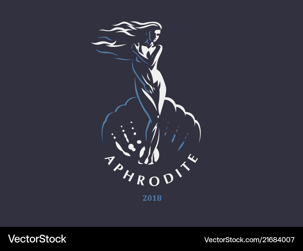 Aphrodite in a Shell - Göttin Emblem Lizenzfreier Vektor