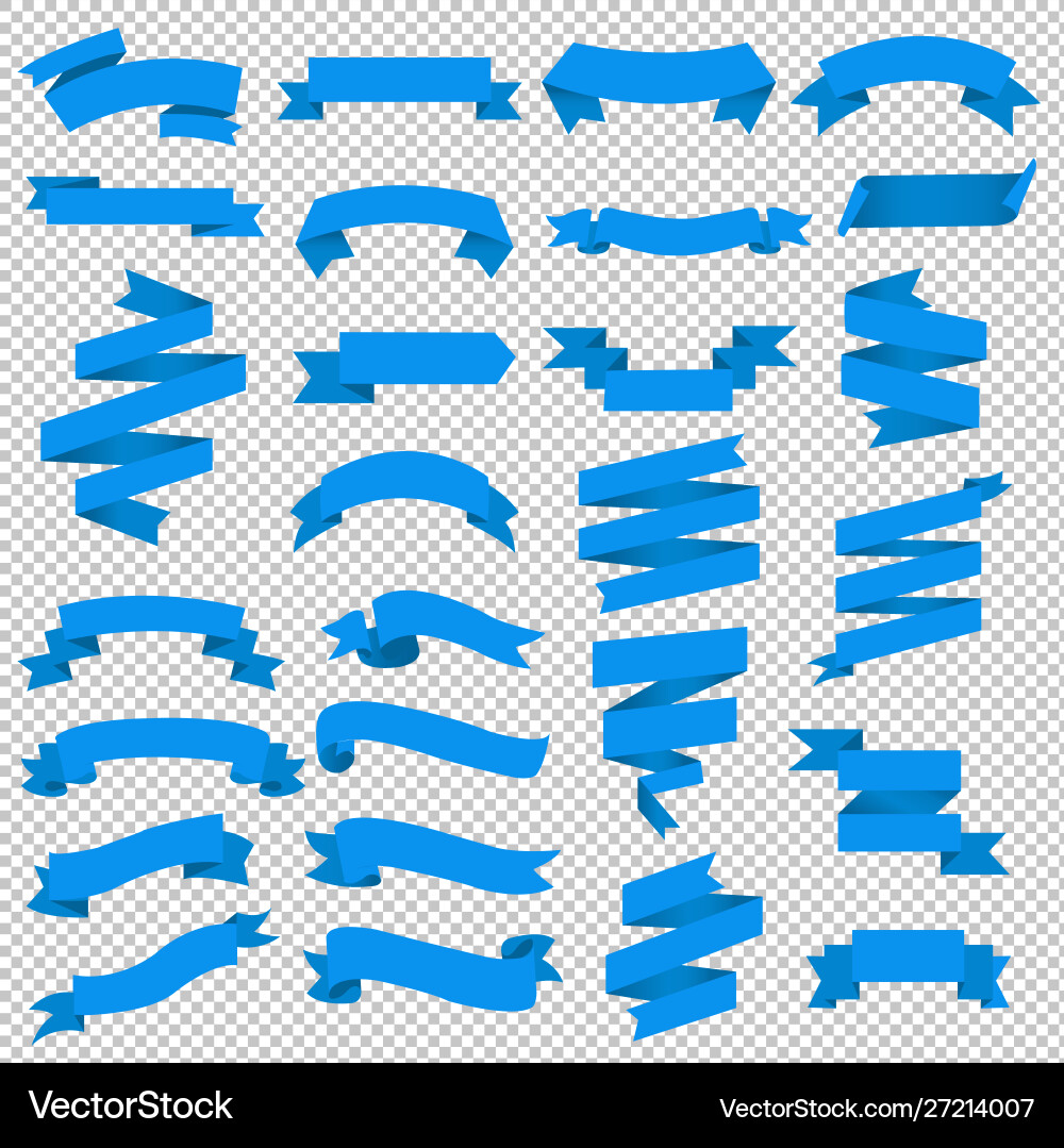 Blue web ribbon big set transparent background Vector Image