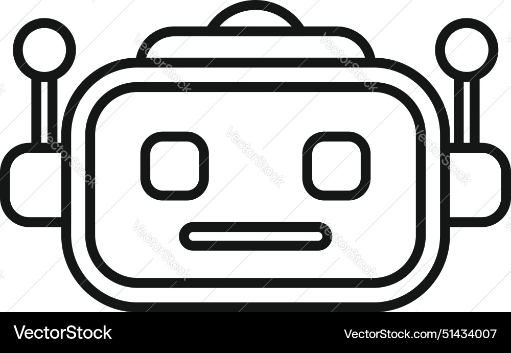 Cartoon robot head line art icon Royalty Free Vector Image