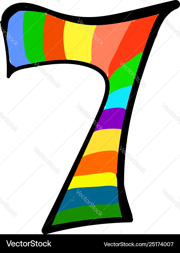 Clipart numerical number seven or 7 Royalty Free Vector