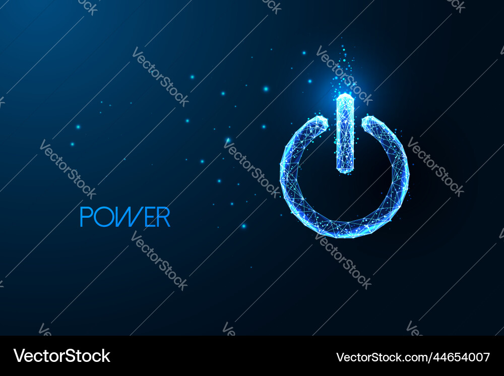 Futuristic start power button in glowing low Vector Image