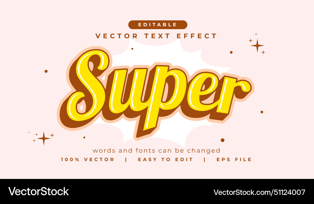 Golden super lettering text effect style Vector Image