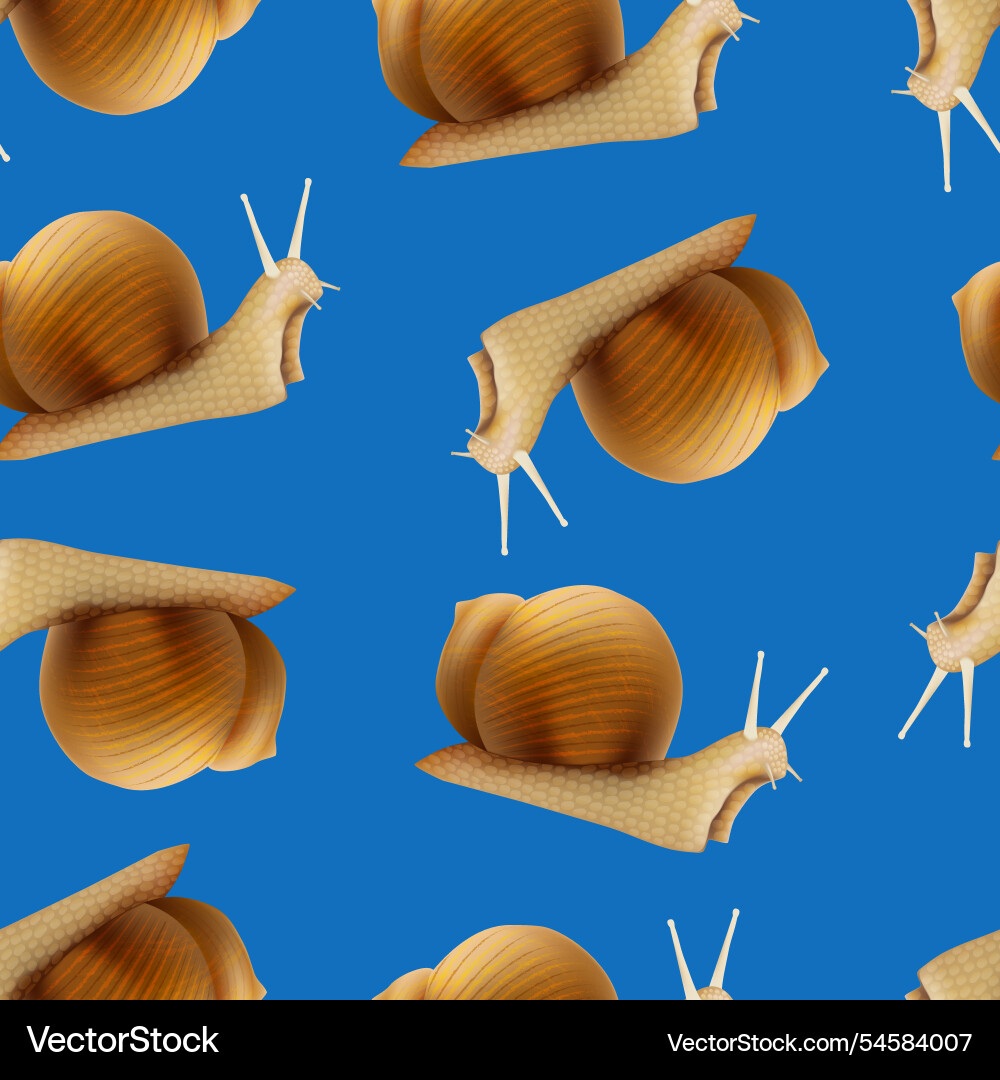 Realistic 3d detailed slimy snail with shell Vector Image