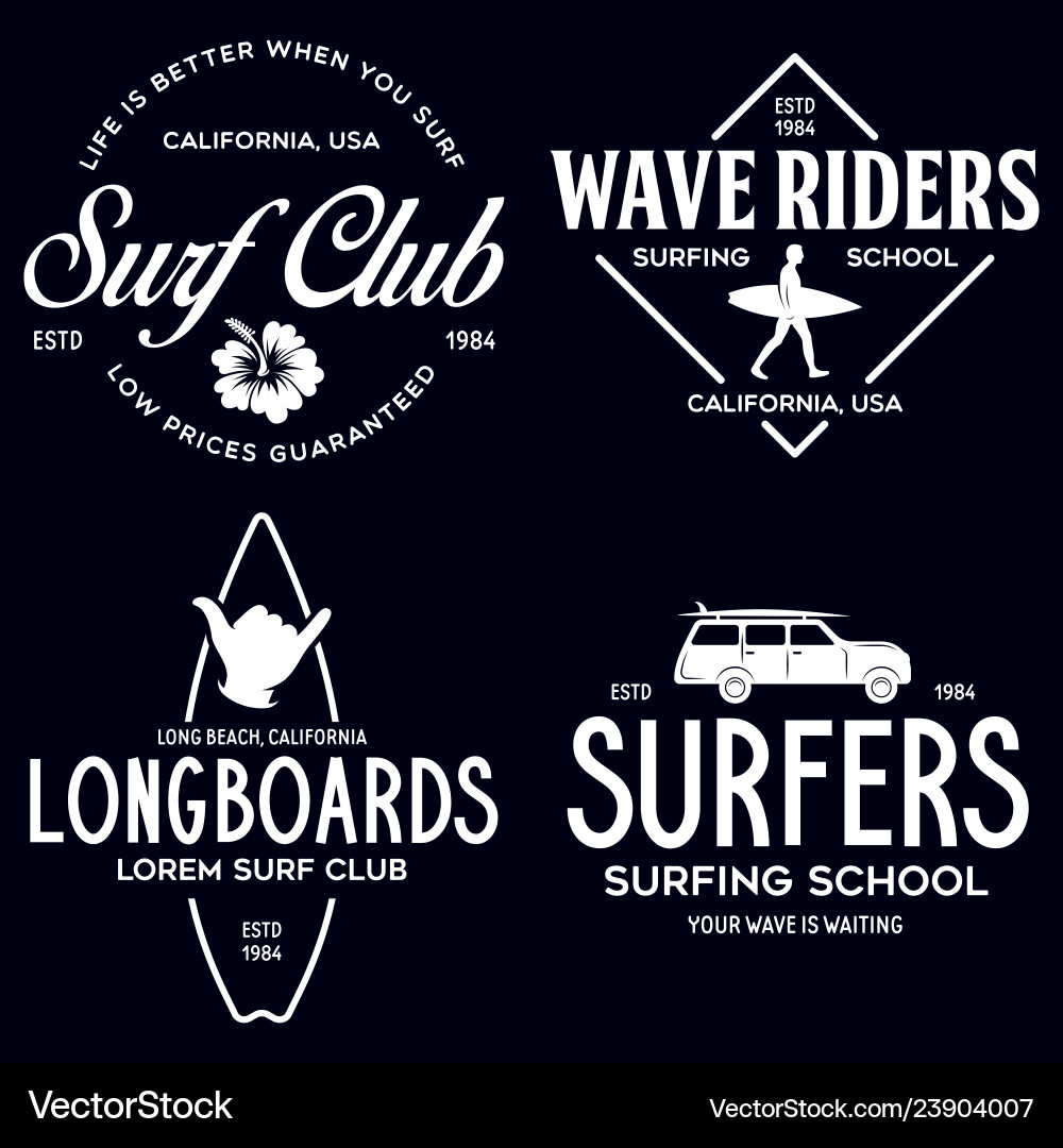 Vintage surfing emblems for web design or print Vector Image