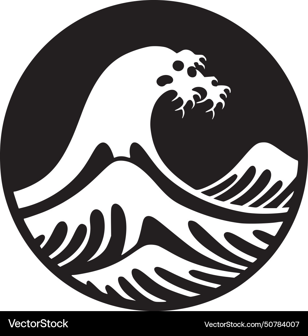 Wave - black and white isolated icon Royalty Free Vector