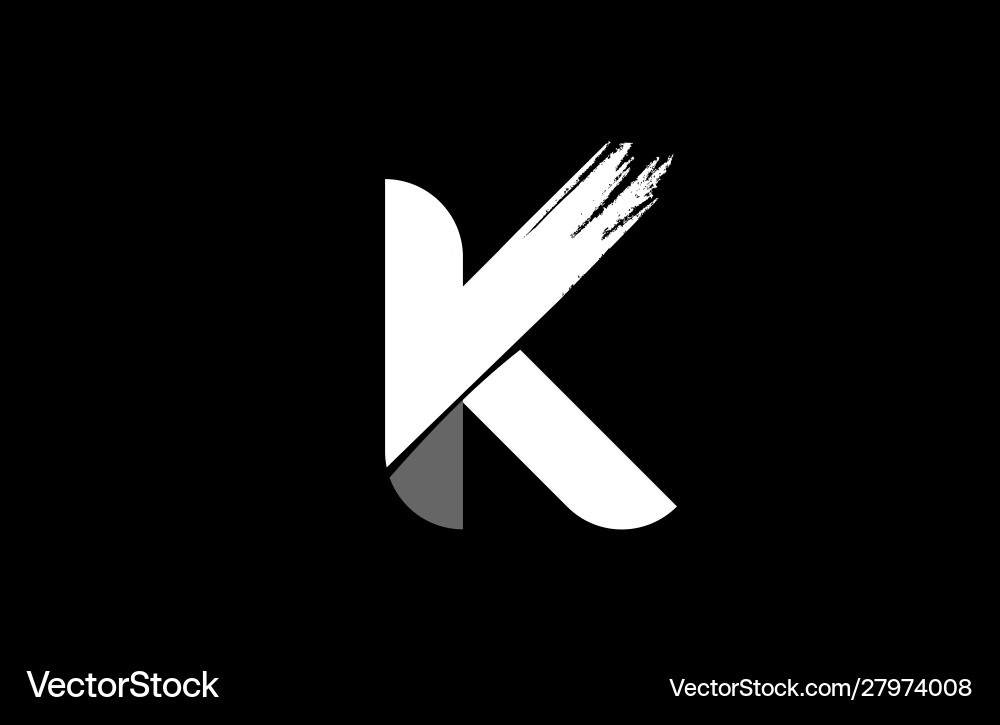 Black background and white letter k grunge Vector Image