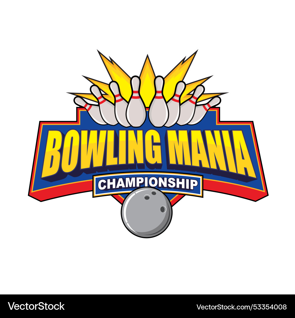 Bowling mania logo design Royalty Free Vector Image
