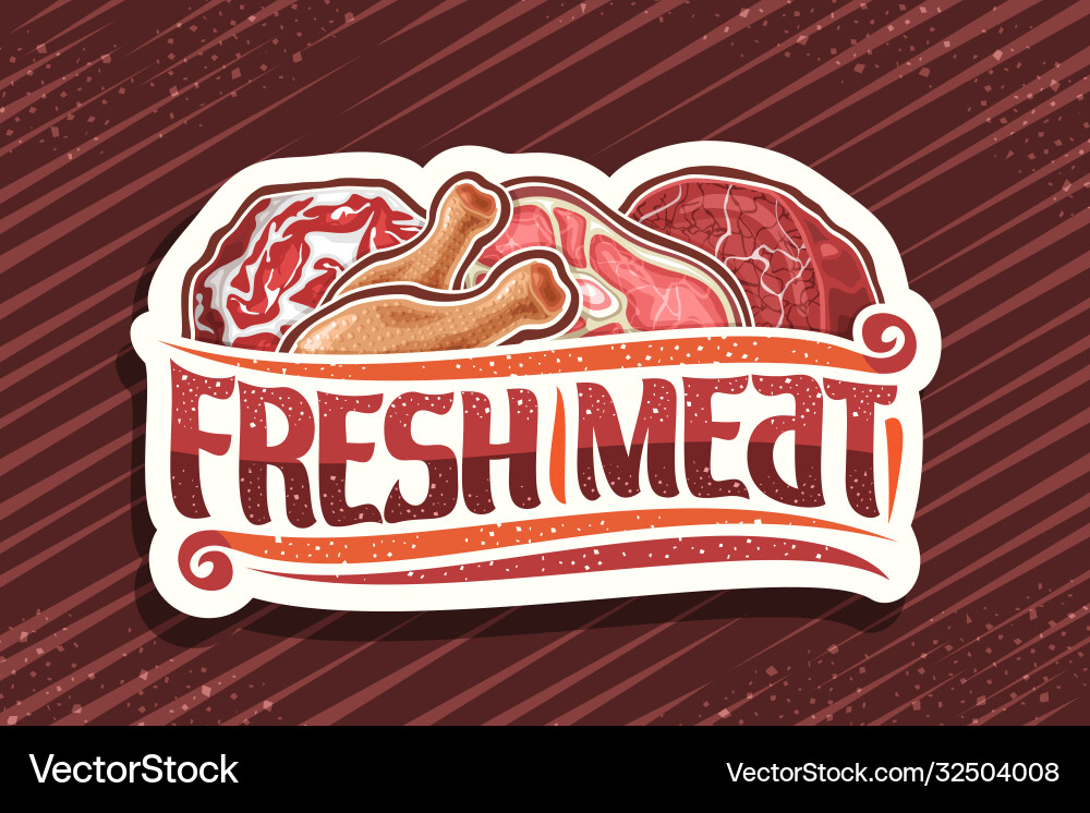 Fresh Meat Logo - Cut Paper Badge Royalty Free Vector Image