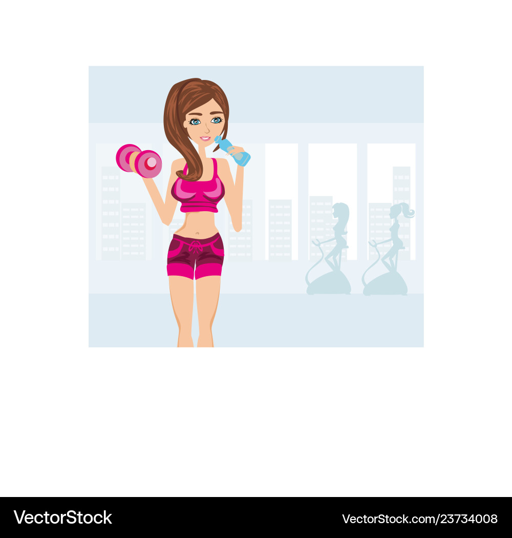 Girls exercising in a gym Royalty Free Vector Image