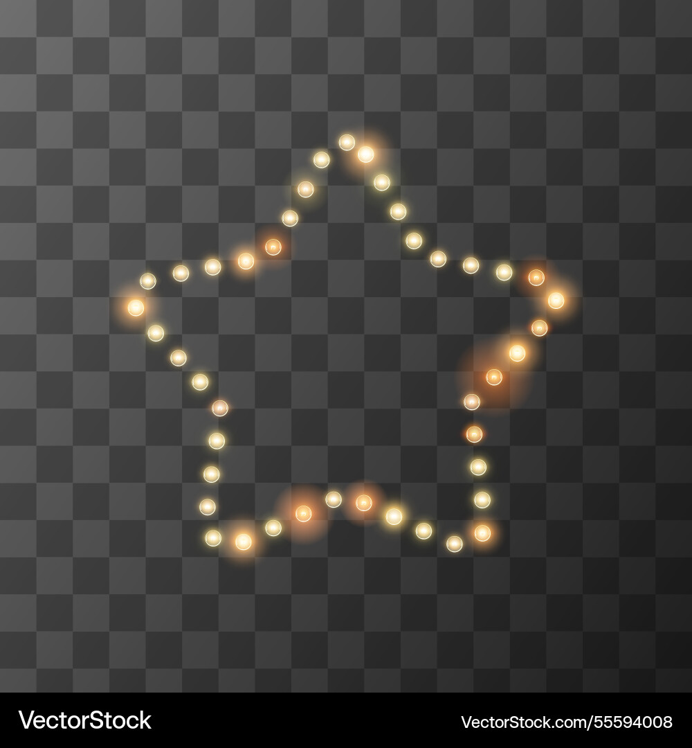 Glowing light bulbs star frame golden backlight Vector Image