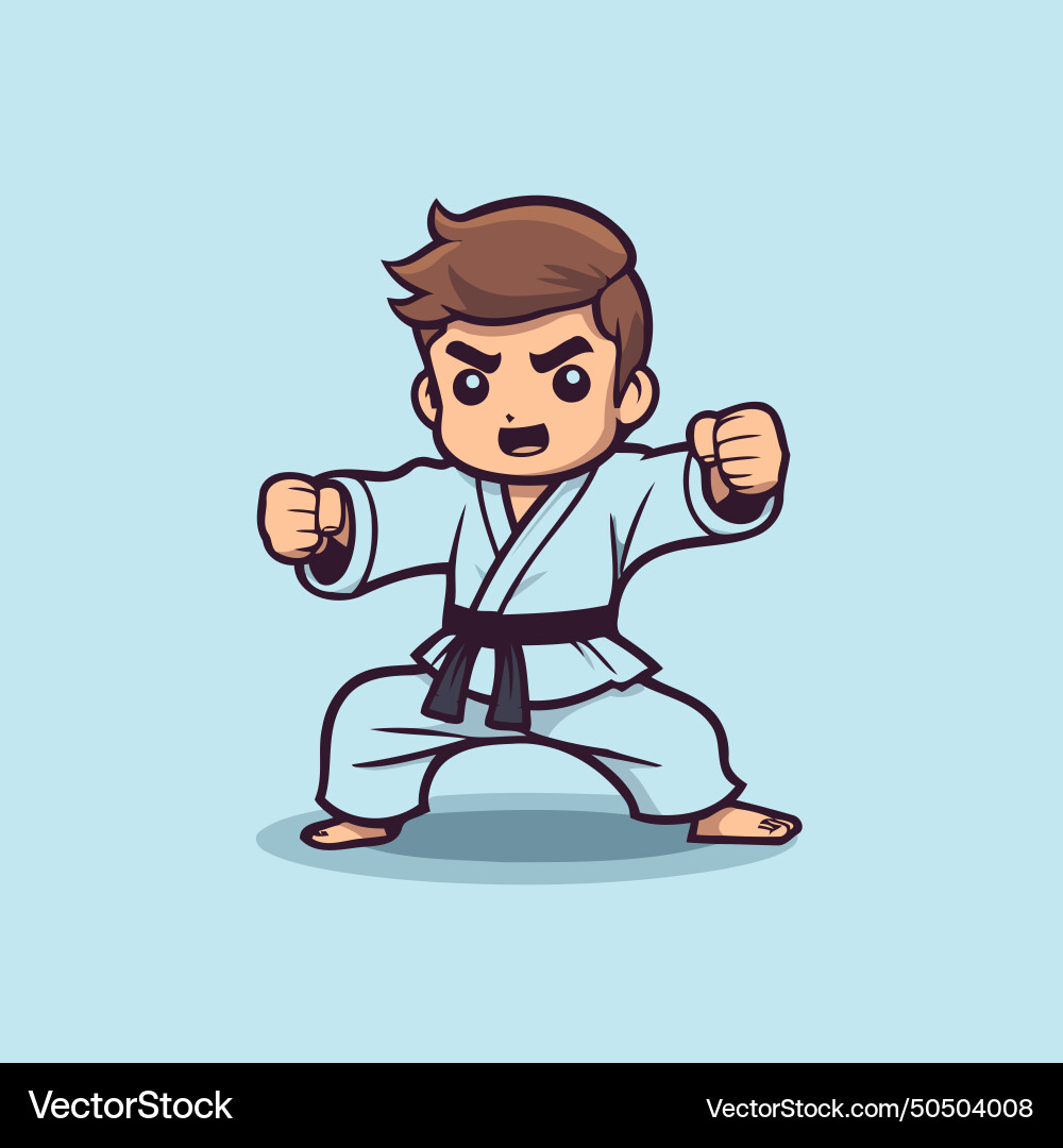 Karate boy cartoon character Royalty Free Vector Image