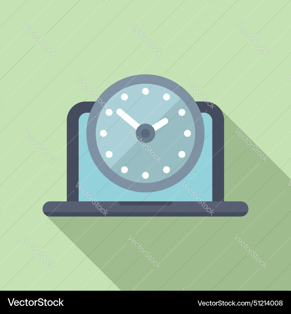 Management time on laptop icon flat Royalty Free Vector