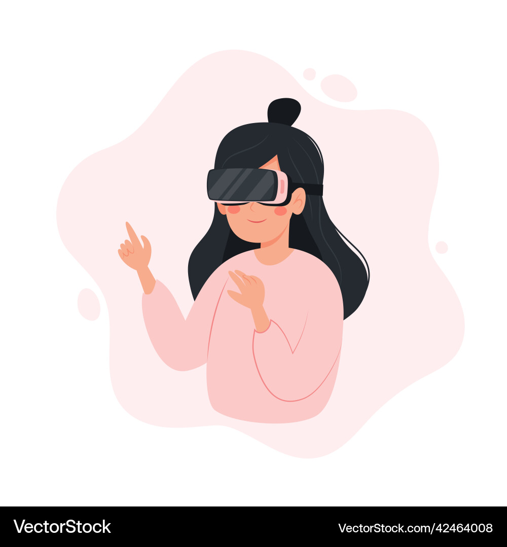 Metaverse concept woman using virtual reality Vector Image