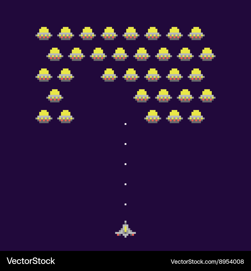 Old school ufos arcade game Royalty Free Vector Image