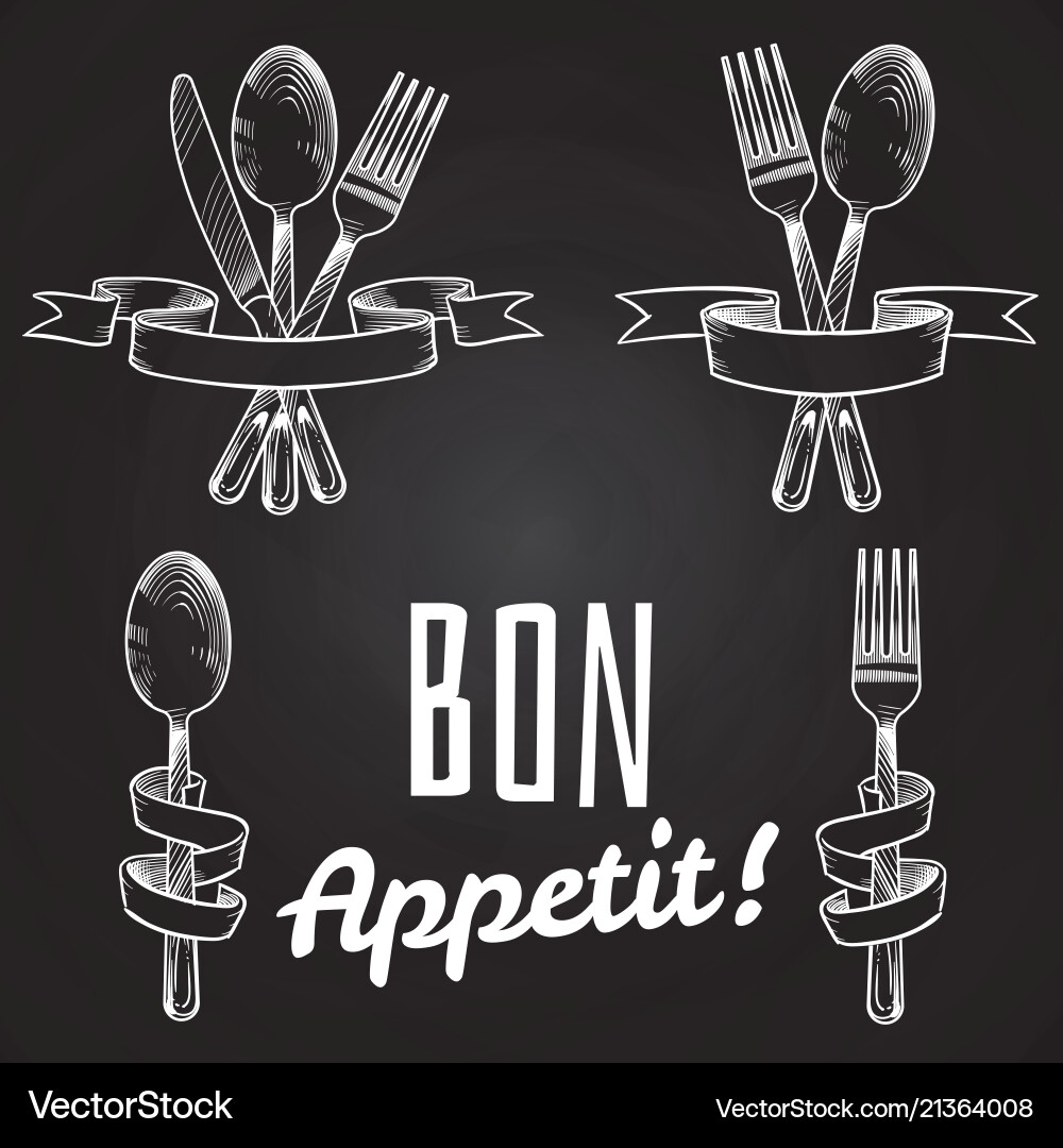 Sketched silverware cutlery dinner utensils Vector Image
