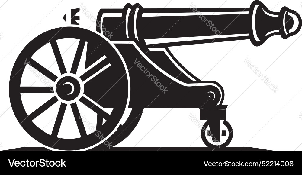 Sleek artillery black cannon emblematic symbol Vector Image