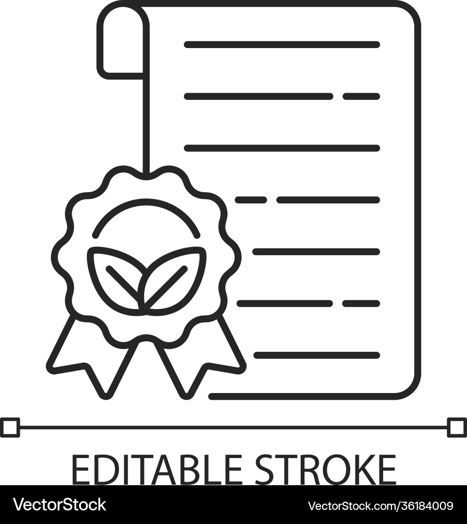 Certified materials linear icon Royalty Free Vector Image