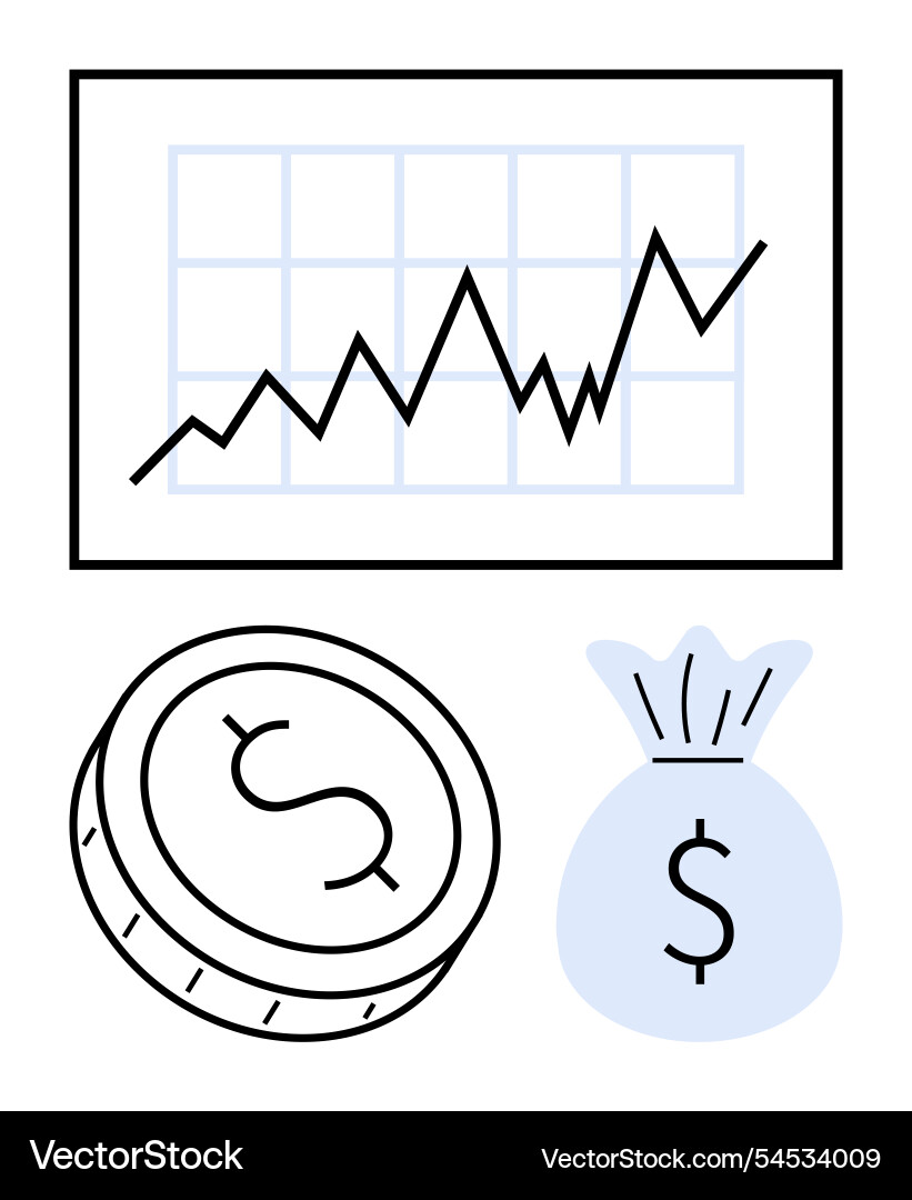 Financial success with ascending graph currency Vector Image