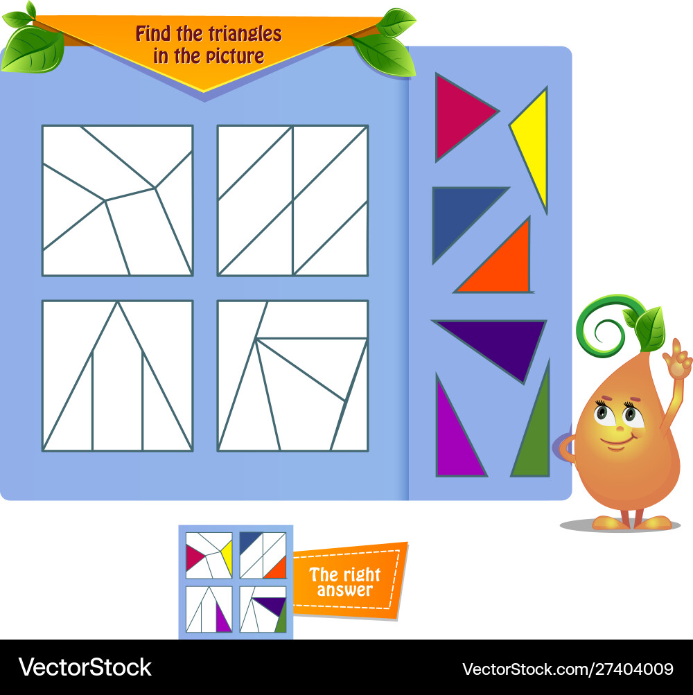 Find triangles in picture Royalty Free Vector Image